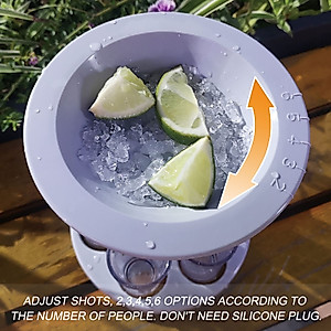 ADOTBLOB 6 Shot Pourer Glass Dispenser and Holder, Shot Dispenser with Six 2 Oz Cups Glasses, Multiple Buffalito 6 Drink Shot Dispenser for Party,Multi Pouring Shot Dispenser Glasses,Grey