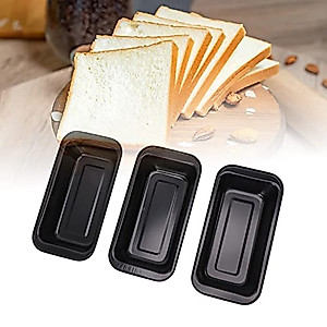 Rectangular Baking Box, Reusable and Durable Fast Heat Conduction 3PCS Black Baking Bread Pan Easy for Home Kitchen