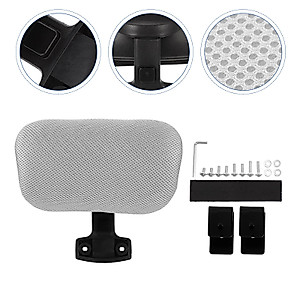 NUOBESTY Head Rest Office Chair Cushion Adjustable Mesh Headrest Attachment Universal Neck Support Cushion for Office Chair(Grey-2.6)