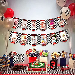 JeVenis Racing Car First Birthday Banner Fast One Birthday Party Decoration Supplies Fast One Birthday Decoration Racing Car Photo Banner