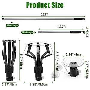 Solaradgy 12FT Light Bulb Changer for High Ceilings, Light Bulb Changer with 2PCS Baskets and Suction Cup Light Bulb Pole Changer High Reach Light Bulb Changing Pole for Household Camping