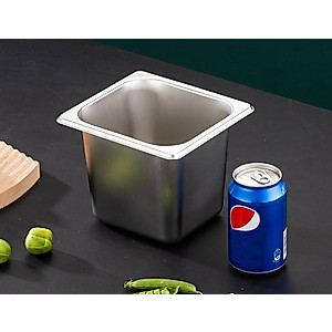 QWAQi 5 Pack Stainless Steel Hotel Pans，1/6 Size，6"" Deep Steam Table Pan，Commercial Food Storage Containers Stackable Metal Steamer Pan for Hotel Restaurant Buffet Party (1/6 Size x 6" Deep)