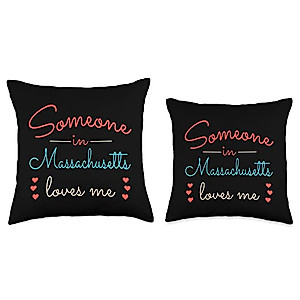Someone in Massachusetts Loves Me Gift Someone in Massachusetts Loves Me Throw Pillow, 18x18, Multicolor