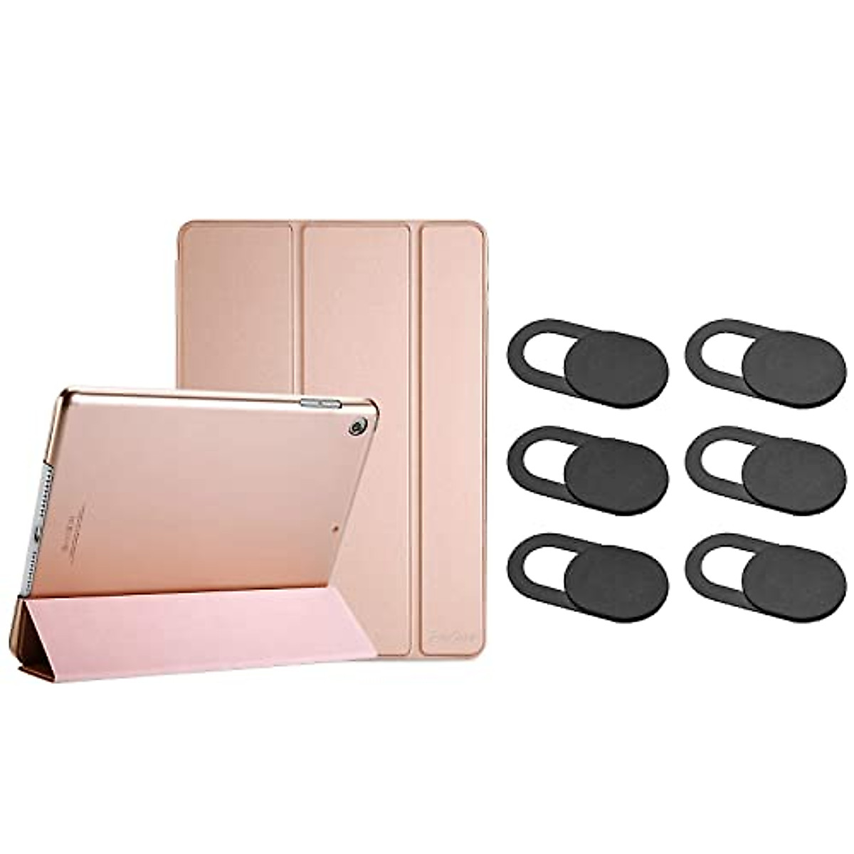 ProCase Slim Stand Hard Back Shell for iPad 10.2 Bundle with 6 Pack Webcam Cover Slide for Laptop Phone
