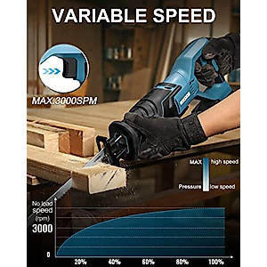 WESCO 20V Cordless Reciprocating Saw, 4.0Ah Li-ion Battery, 0-3000SPM Variable Speed, 3/4" Stroke Length, Recip Saw for Wood Metal PVC Cutting