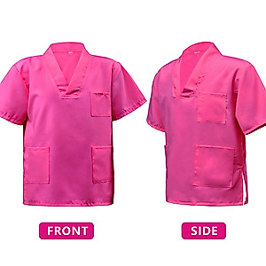 ZZIHAN Doctor Costume for Kids Rose Scrubs Sets Nurse Scrubs Costume Veterinarian Costume Doctor Coat Accessories Toys Stethoscope Nursing Clipboards Girl 7-8 Brithday Party Halloween Dress Up