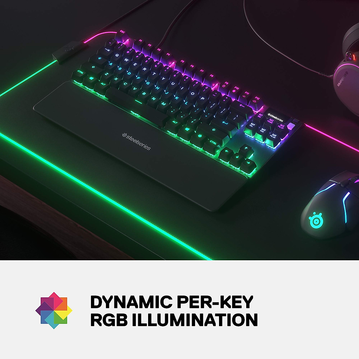 SteelSeries Apex Pro TKL Mechanical Gaming Keyboard & Rival 600 Gaming Mouse - 12,000 CPI TrueMove3Plus Dual Optical Sensor - 0.5 Lift-Off Distance - Weight System - RGB Lighting