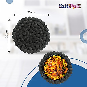 Ezhippie 20 CM Woollen Pot Trivet with Heat Resistance, Handmade Non Slip Pan Holder from Nepal, Trivets for Kitchen, Pots, and Pans Protect Tables and Worktops, Absorbent Felt Ball Pad, Round-1