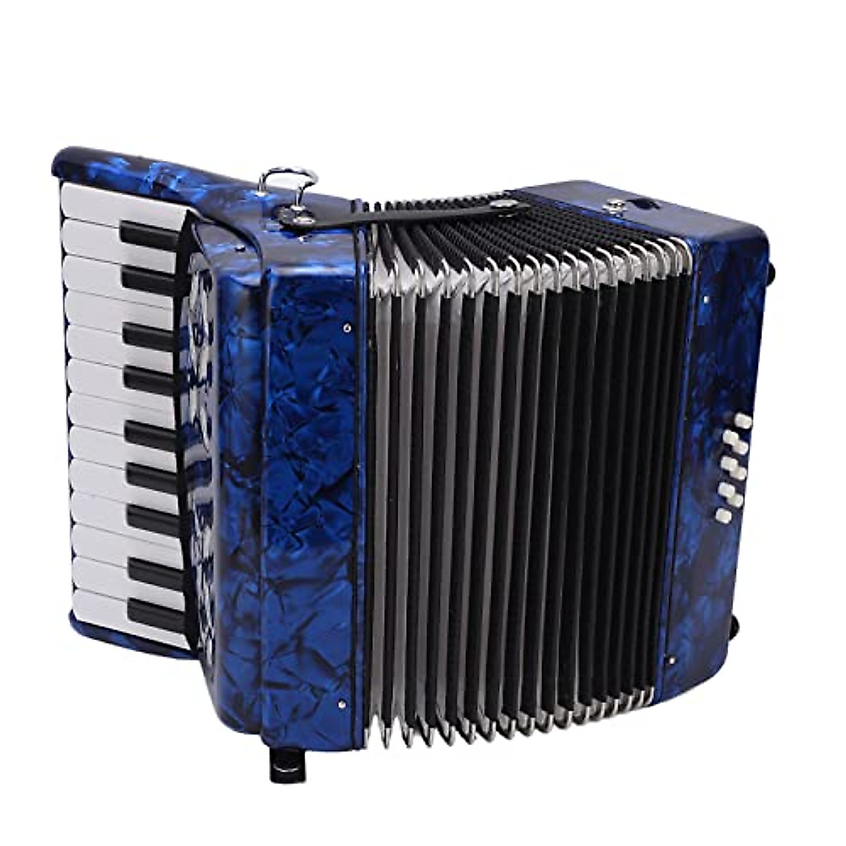 Accordion, 22 Keys 8 Bass Exquisite Celluloid Piano Accordion with Adjustable Straps, International Standard Professional Tuning Musical Instrument for Beginners Adults Stage Performance(Navy blue)