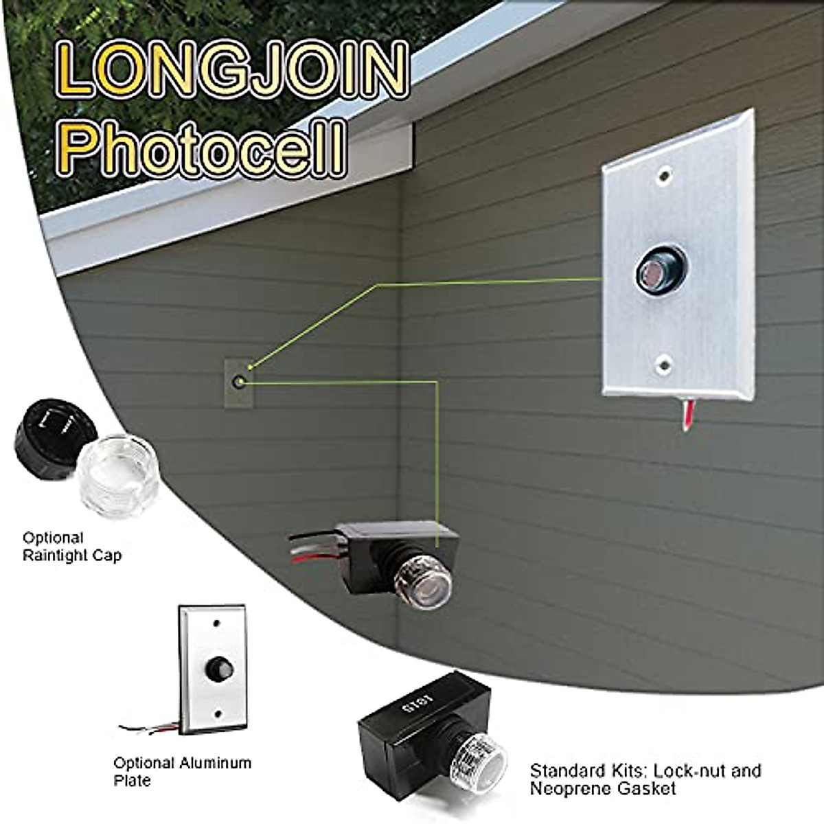 CHISWEAR Dusk to Dawn Sensor Photoelectric Switch Wire-in photocell Sensor Post Eye Light Control IP65 Waterproof Photocell for Outdoor Lights