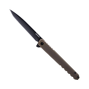COAST Founder's Collection LX522 ORIGIN, TANTO Blade, Gentleman's EDC Folding Pocketknife, Flip Tab, Frame Lock, Pocket Clip, Stainless-Steel, Black Blade & Brown Handle