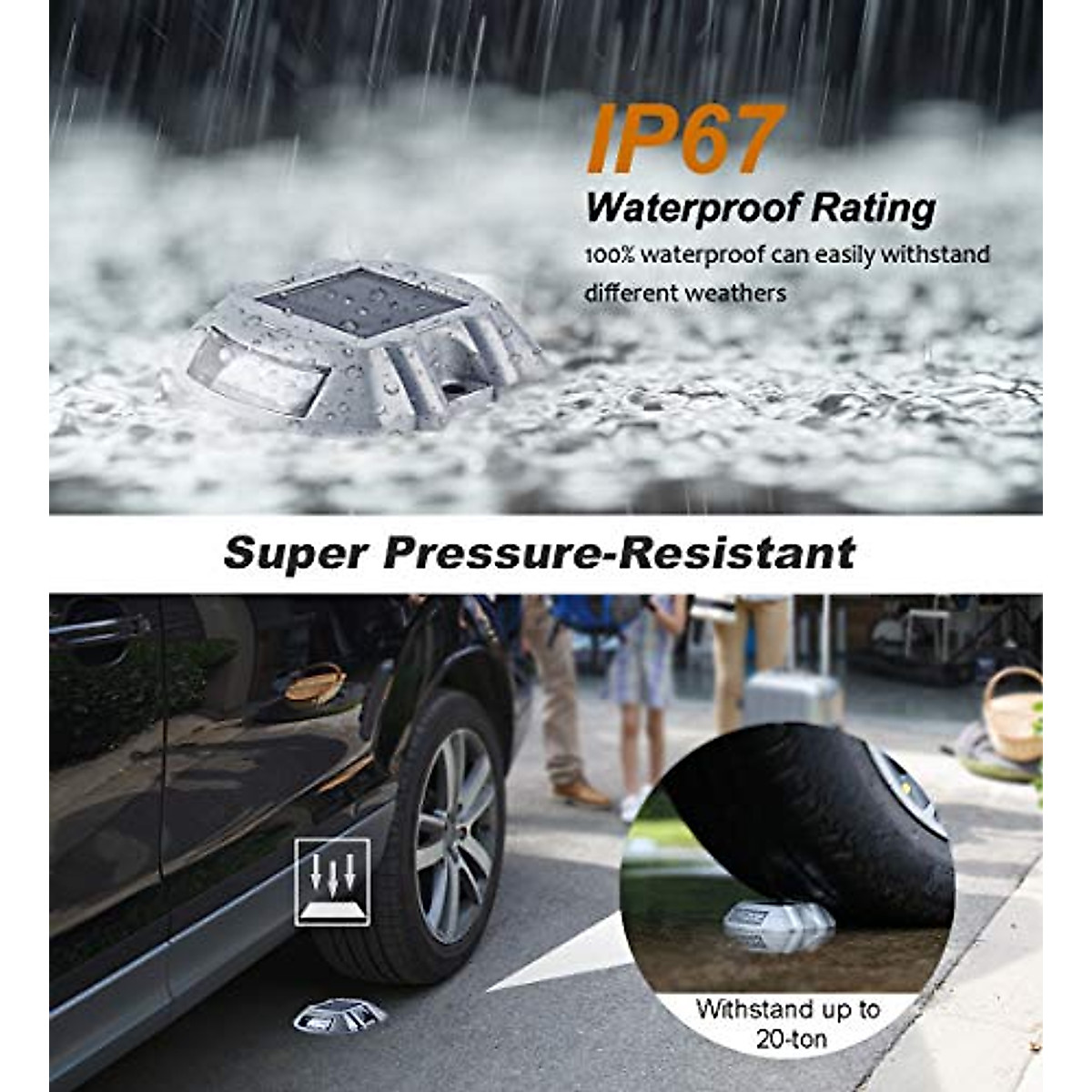 APONUO Solar Driveway Lights, Solar Dock Lights Outdoor Driveway Lighting IP67 Waterproof Outdoor Boat Dock Lamp for Driveway Stair Pathway Deck Cool White （8 Packs）