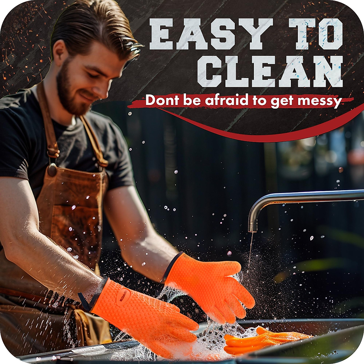 KITCHEN PERFECTION XL Silicone Smoker Oven Gloves-Extreme Heat Resistant BBQ Gloves-Handle Hot Food Right on Your Grill Fryer&Pit|Waterproof Grilling Cooking Baking Mitts|Superior Value Set+3 Bonuses