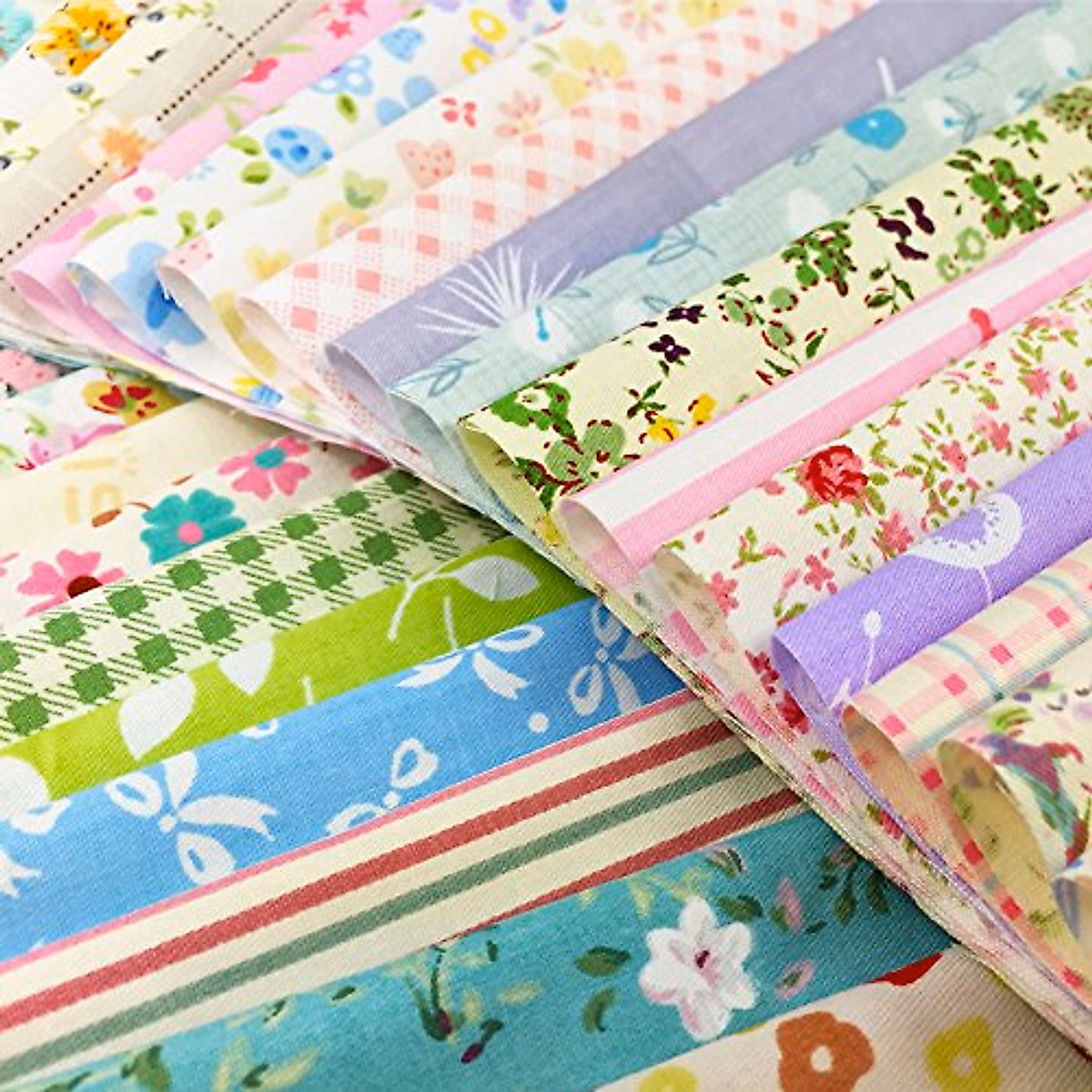 flic-flac Quilting Fabric Squares 100% Cotton Precut Quilt Sewing Floral Fabrics for Craft DIY (12 x 12 inches, 60pcs)