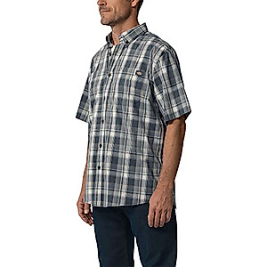Dickies Men's Short Sleeve Woven Shirt, Airforce Blue HIGH Plains Plaid