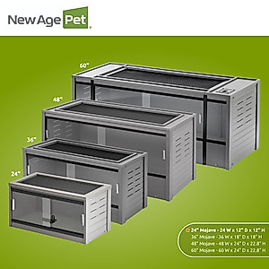 New Age Pet ECOFLEX 24-Inch Mojave Reptile Lounge in Grey - Durable Wood Plastic Composite Habitat with Ventilated Side Panels, Removable Sliding Glass Doors, and Mesh Screen Top