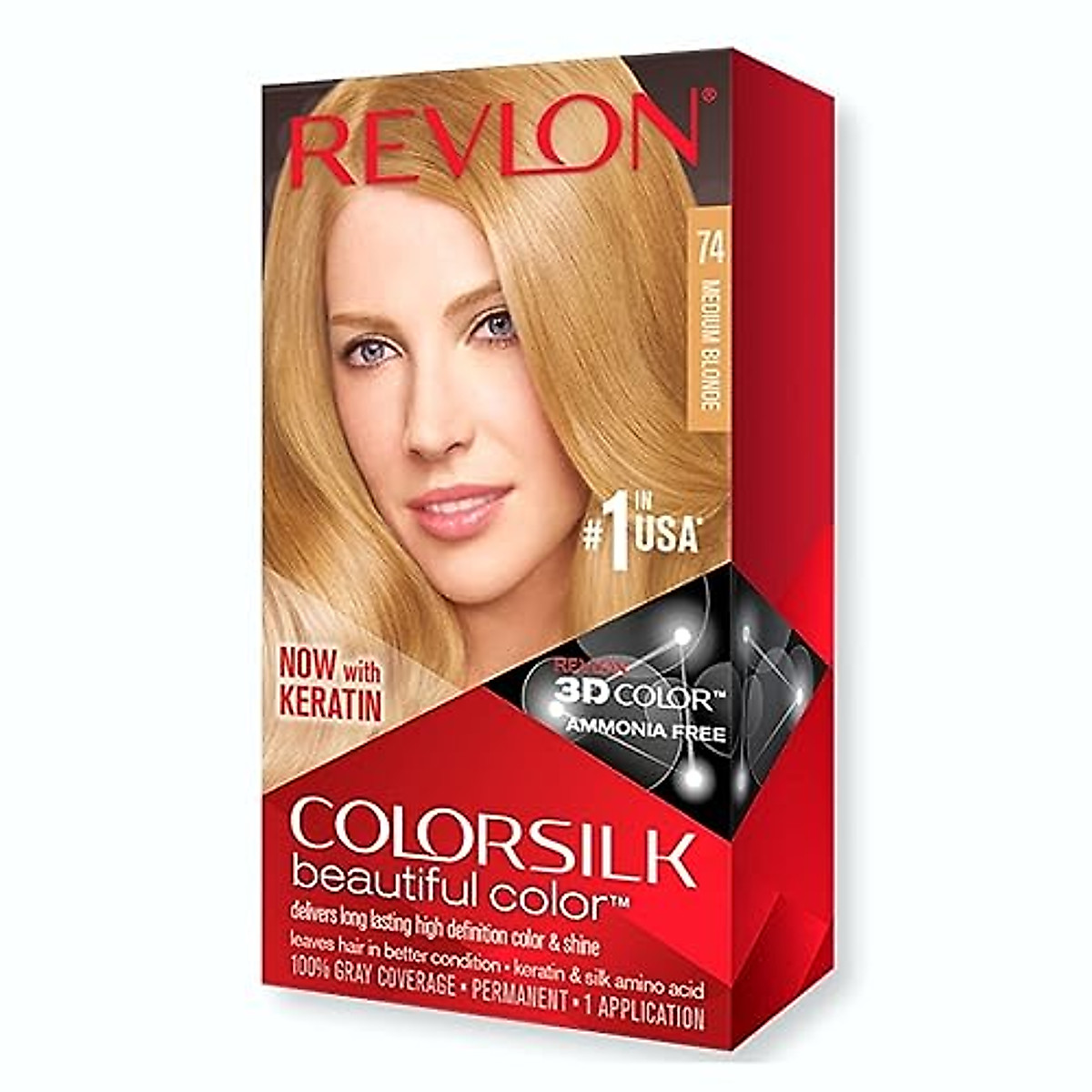 Revlon ColorSilk Hair Color [74] Medium Blonde 1 Each (Pack of 3)