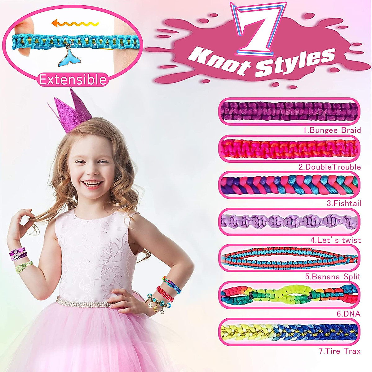 NEECOO Friendship Bracelet Making Kit for Teen Girls,Best Girl Gifts of Jewelry Making Kits for Birthday,Christmas,Rewarding & Party,DIY Arts and Crafts Toys for Kids Ages 6 7 8 9 10 11 12 and Up