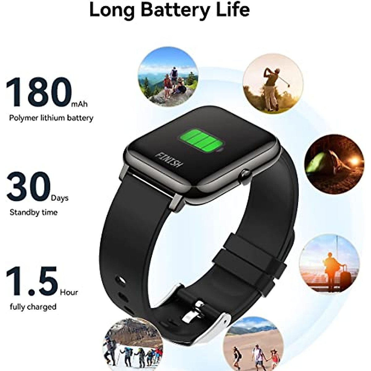 Smart Watch for Men Women 1.4 Full Touch Screen Fitness Tracker Watch with Heart Rate Blood Pressure Sleep Monitor IP68 Waterproof Smartwatch for Android iOS Phones Sports Watch with Step Counter