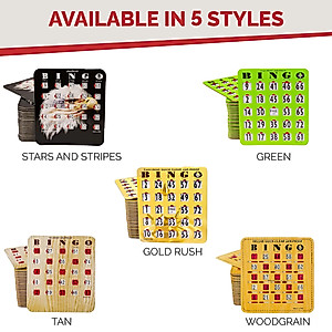 MR CHIPS Jam-Proof Easy-Read Quick-Clear Large Print Fingertip Slide Bingo Cards with Sliding Windows 10 Pack in Gold Rush Style