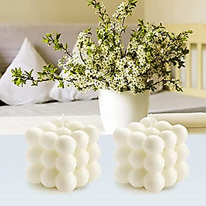 2PCS Bubble Candles Vanilla Scented Aesthetic Cube Candle, Soy Wax Cool Shaped Candles, Home Office Danish Pastel Trendy Room Floating Shelves Decor Small Bubble Candles