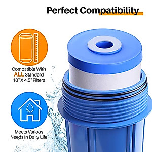 PUREPLUS 10"×4.5" Whole House Sediment and Activated Carbon Block (CTO) Water Filter, Replacement for GE FXHTC, GXWH40L, GXWH35F, GNWH38S, Culligan RFC-BBSA, WRC25HD, PP10BB-CC, Pentek RFC-BB, 1Pack