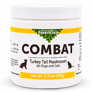 Animal Essentials Combat Turkey Tail Mushroom Supplement for Dogs & Cats - Critical Immune Defense, Supports Cognitive Function, Mushroom Powder Extract, Organic Turkey Tail - 2.5 Oz (Pack of 1)
