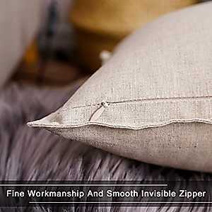 Jeanerlor 12"x20" Cotton Linen Decorative Lumber Throw Pillow Case Cushion Cover Set with Twin Needles Stitch on Edge for Father's Day,(30 x 50cm), 2 Pcs, Light Linen