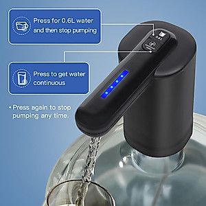 Calogy 5 Gallon Water Dispenser, 5Gal Dual Pump, Faster Pumping, 0.6L and Continuous Dispense, Portable, Type C USB Rechargeable