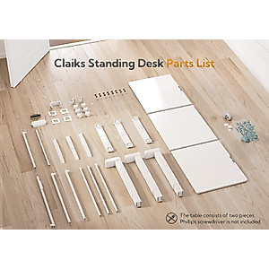 Claiks Triple Motor L Shaped Standing Desk, 63 x 55 inch Corner Stand Up Desk, Adjustable Height Desk with Splice Board, White Frame/White Top