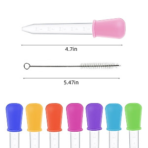 20 Pack Plastic Pipettes Droppers 5ML Clear Silicone Liquid Dropper with Bulb Tip Clean Brush Eye Droppers for Candy Mold Gummy Making Kitchen Oil Science Crafts Transfer Eyedropper