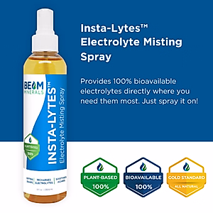 BEAM MINERALS Insta-Lytes Cramp-Relief Electrolyte Misting Spray | Natural Liquid Electrolytes | Micronutrients Supplement for Cramping, Muscle Aches, and Rash Relief