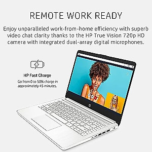 hp Stream Laptop, 14" HD Display, Intel Celeron N4120 Processor, 8GB Memory, 320GB Storage (64GB eMMC + 256GB Card), 1-Year Office 365, Webcam, HDMI, Wi-Fi, USB-C, Windows 11 Home, White, JVQ MP