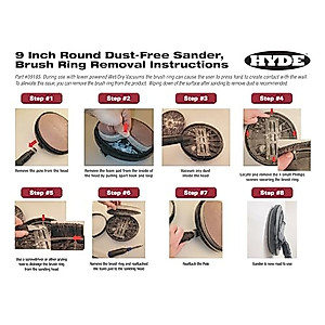 Hyde Dust-Free Sander Kit 9-inch Round with Two-piece Lightweight Extension Pole, Pivoting Head For Walls or Ceilings, Included 6 Foot Hose with Suction Control Valve Joins with Your Wet/Dry Vacuum