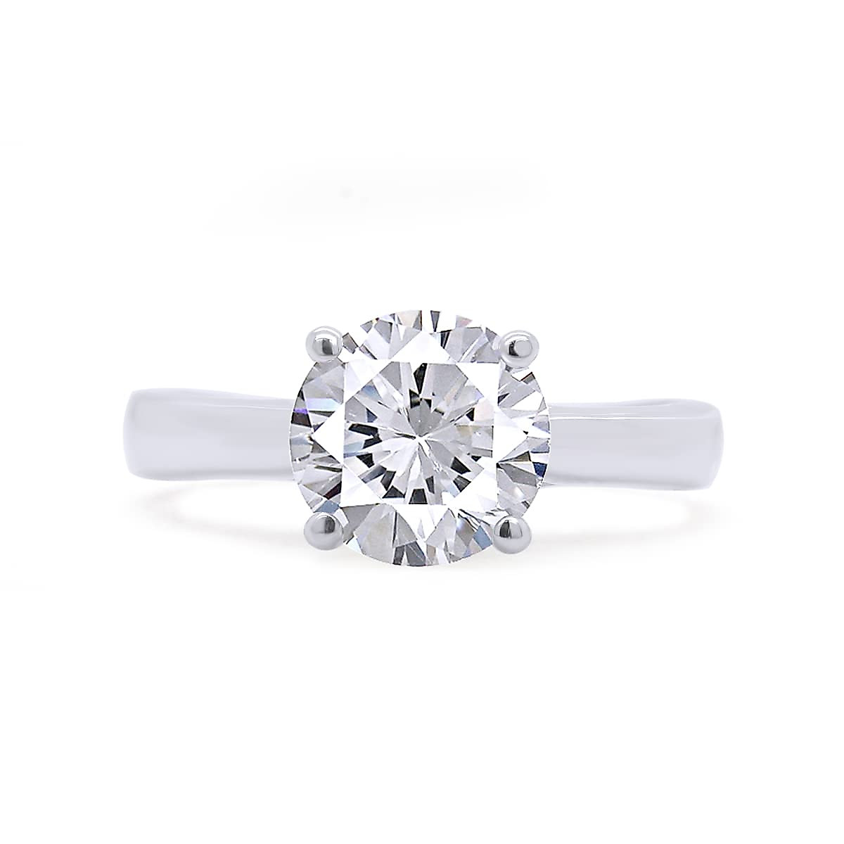 SAVEARTH DIAMONDS 1 1/2 Carat Round Cut Lab Created Moissanite Diamond Solitaire Engagement Ring In 10K Solid White Gold Jewelry For Women (G-H Color, 1.50 Cttw) Ring Size -6