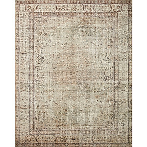 Loloi Margot Collection 8'-6" x 11'-6" Area Rug in Antique / Sage - Thick Low Pile Area Rug, No-Shed Easy Clean Large Patterned Area Rug for Living Room, Bedroom, Dining Area