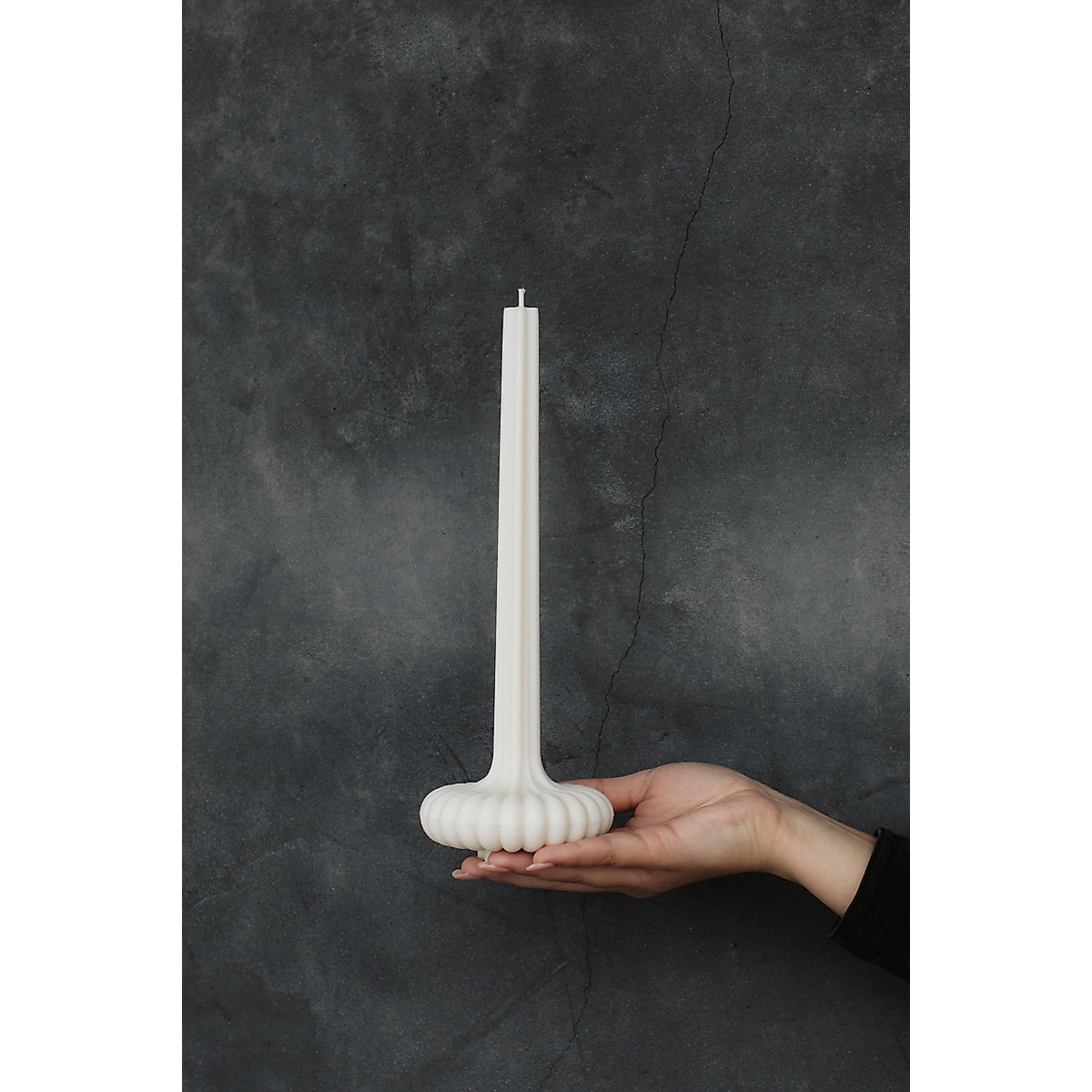 LAWA Set of 2 Pumpkin Base Candle - Beautiful Handmade Pillar Unscented Soy Wax Candle Elegant Aesthetic Vase Candle Housewarming Gift Home Room Shelf Decor Idea White