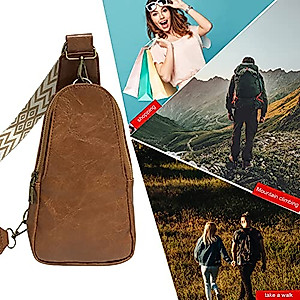 Women Chest Bag Sling Bag Leather Crossbody Bag Female Satchel Daypack Waist Shoulder Sling backpack for Travel Work school