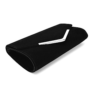 U-Story Womens Velvet Bridal Clutch Evening Prom Wedding Shoulder Chain Bag Handbag (Black)