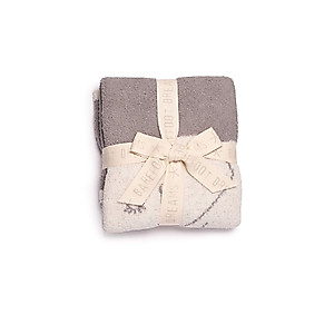Barefoot Dreams CozyChic Follow Me Blanket, Elephant Receiving Blanket, Ultra Soft, Newborn Fuzzy Blanket Toddler Infant Unisex Throw-30”x32”, Dove Gray-Cream