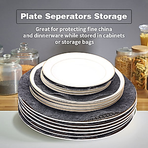 Imncya Plate Separators Storage, Set Of 60 And 3 Different Size, Thick and Premium Soft Felt Plate Dividers For China/Dish/Coffee Saucers Protecting and Stacking - Grey