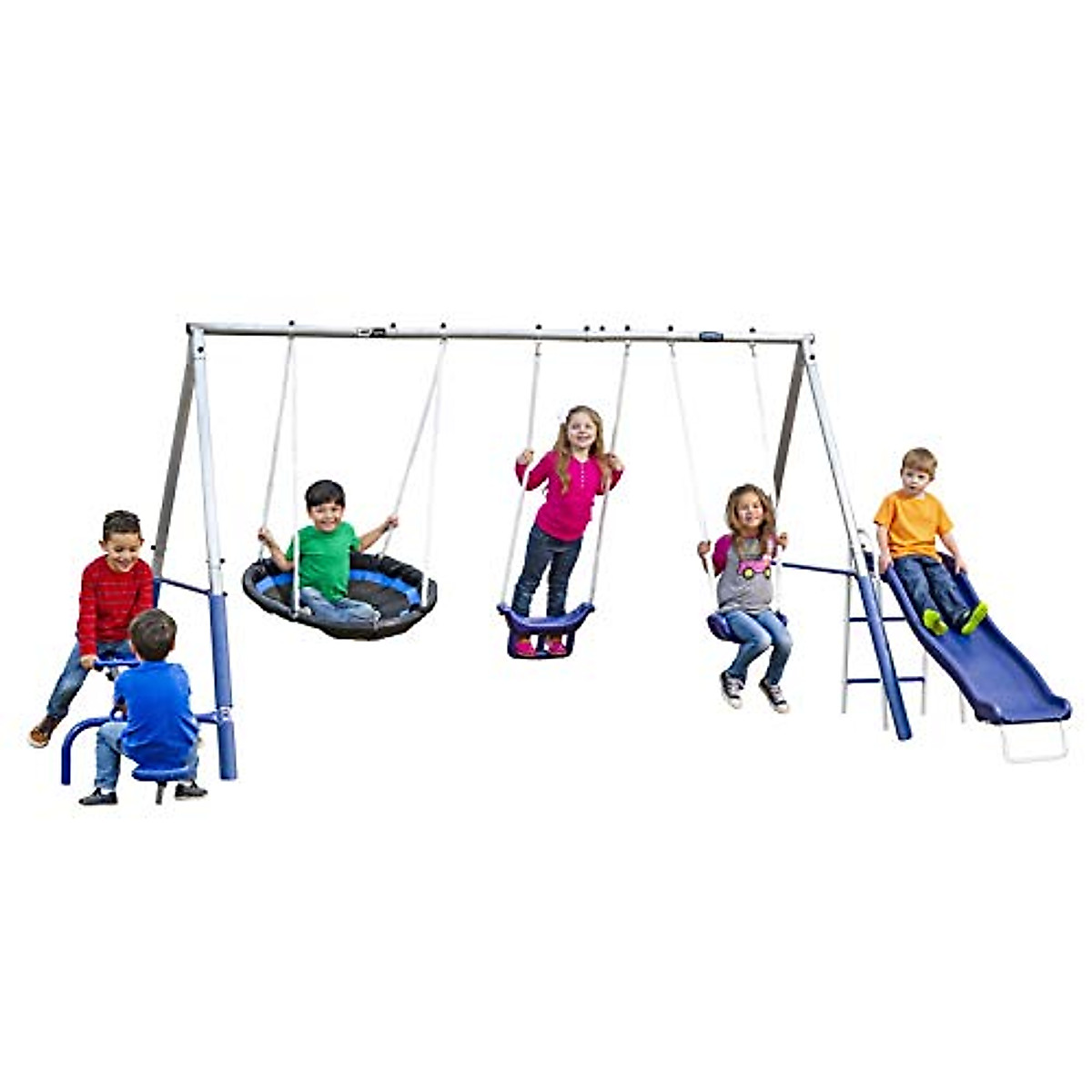 XDP Recreation Free N' Swing Swing Set, Gray & Eezy Peezy Monkey Bars Climbing Tower - Active Indoor/Outdoor Fun for Kids Jungle Gym Ages 3 to 8 Years Old
