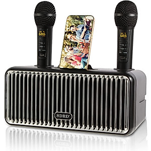 Karaoke Machine for Adults and Kids,Bluetooth Karaoke Speaker with 2 Wireless Microphone,Party Speakers with Phone Holder,HD Sound PA System Support TWS,TFcard,AUX in,for Party/Meeting