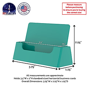 4 Pack Business Card Holder Desk Horizontal Holds 3.5" x 2" Gift Card Appointment Teal Green Acrylic Countertop Display Stand Tabletop for Any Business by Marketing Holders