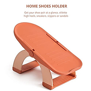 DOITOOL Storage Slots Organizer Stacker: 3pcs Display Holder Plastic for Sneakers Sandals Closet Organization Orange Stackable Shoe