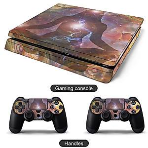 Girl in Lotus Position in Space Deep Meditation Sticker for P-S4 Controller Full Protective Skin Cover Design Wrap Decal Sticker Compatible with P-S4 Print