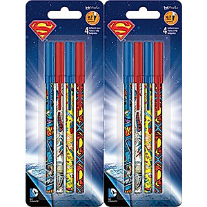 Superman Stick Ballpoint Pens - Writing or School Supplies, Set of 8