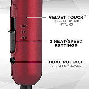 Conair miniPRO Tourmaline Ceramic Travel Hair Dryer with Folding Handle, Red