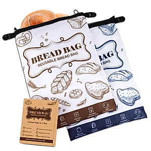 Bread Bags, 2 Packs Bread Bags for Homemade Bread, Reusable Sourdough Storage Bag With Zipper, Large Freezer Container to Keep Bread Fresh (Blue)