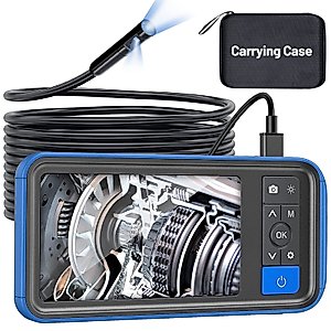 Dual Lens Endoscope Camera with Light, Teslong 4.5" HD Snake Borescope Inspection Camera, Automotive Scope Camera with Flexible Cable, Home Waterproof Fiber Optic for Sewer Drain Pipe (16.5ft)